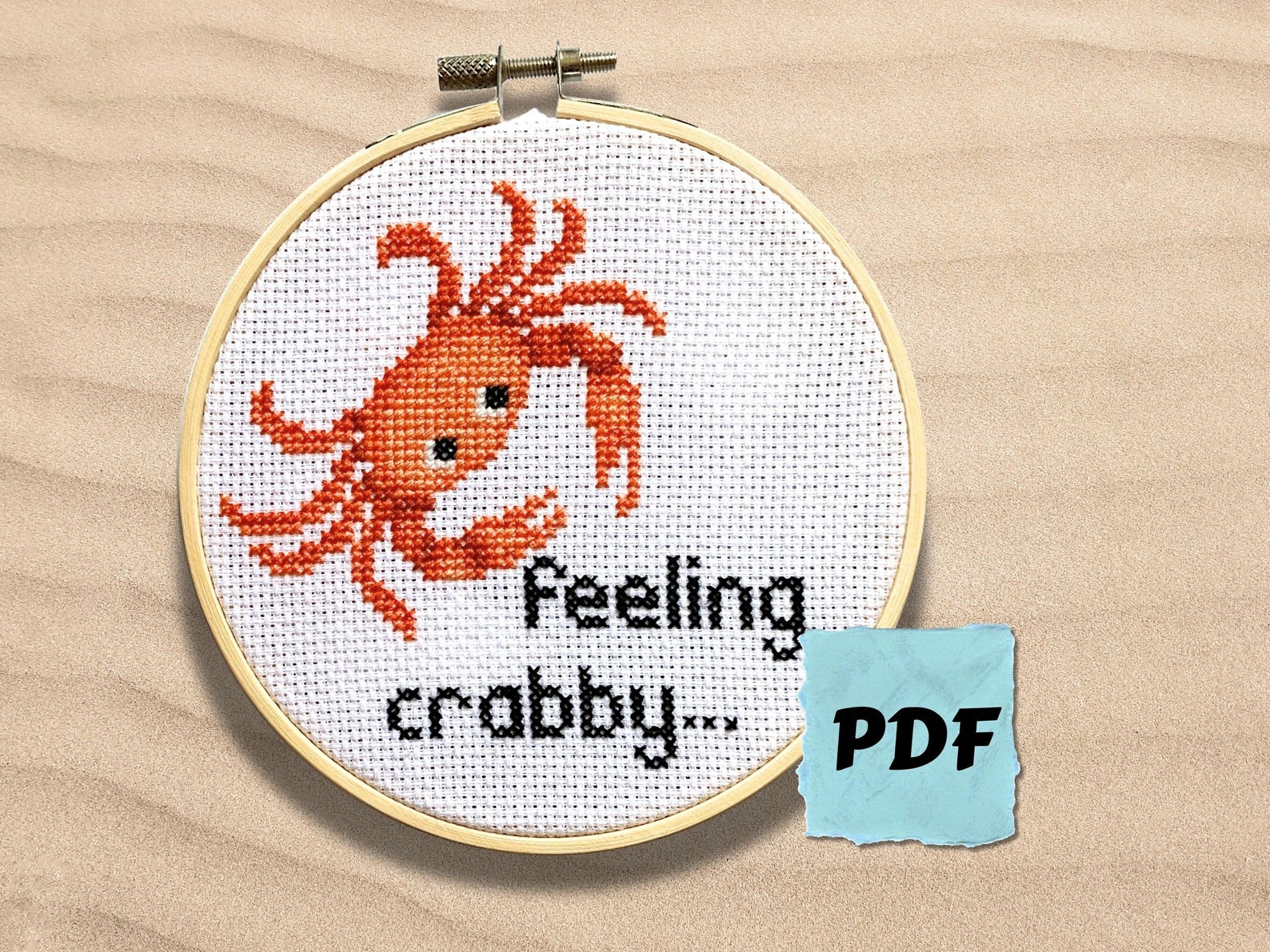 Crab Cross Stitch Pattern PDF Instant Download - 'feeling Crabby' Pun ...