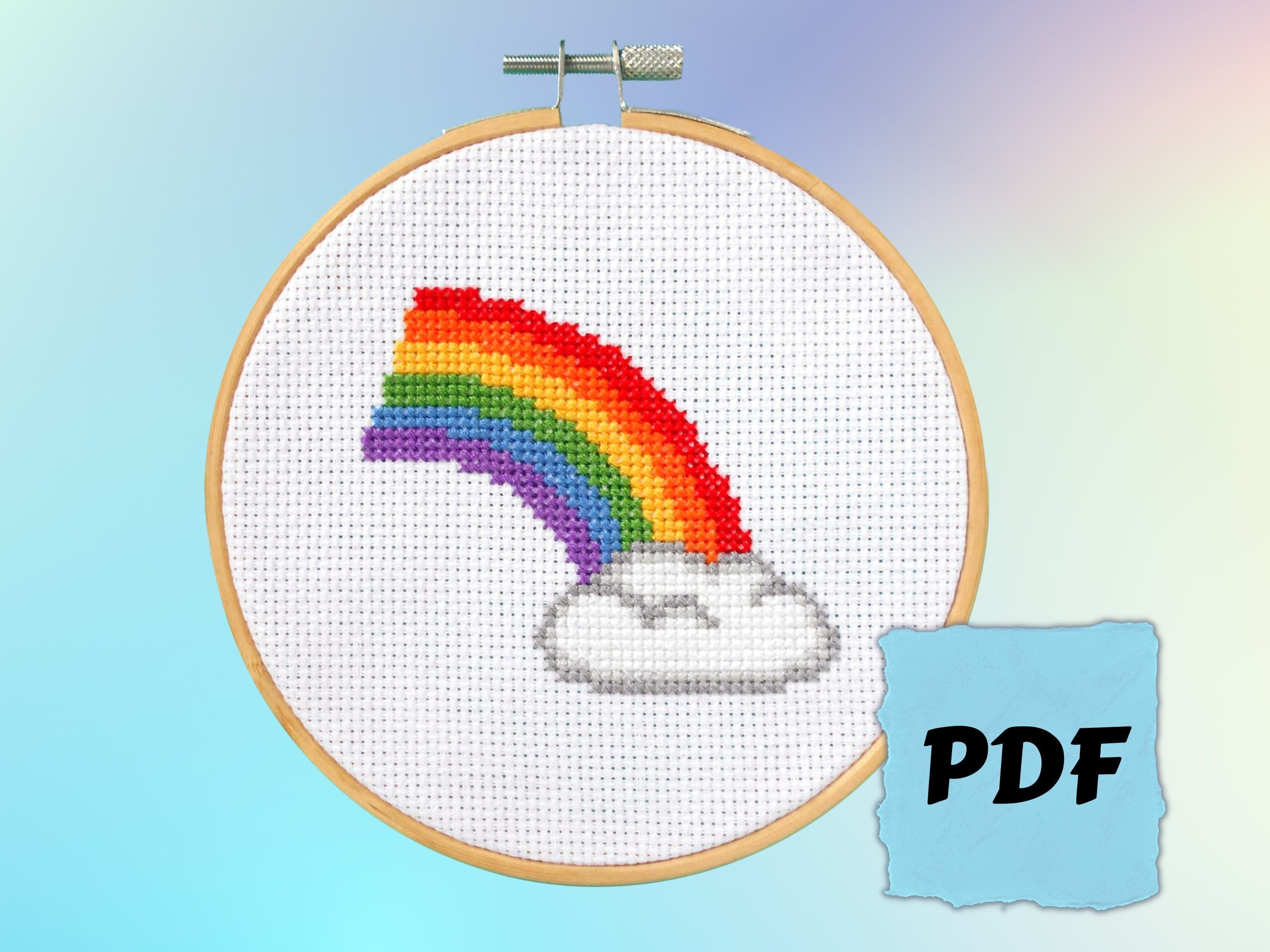 Rainbow Cross Stitch Pattern PDF Instant Download Beginners - Etsy