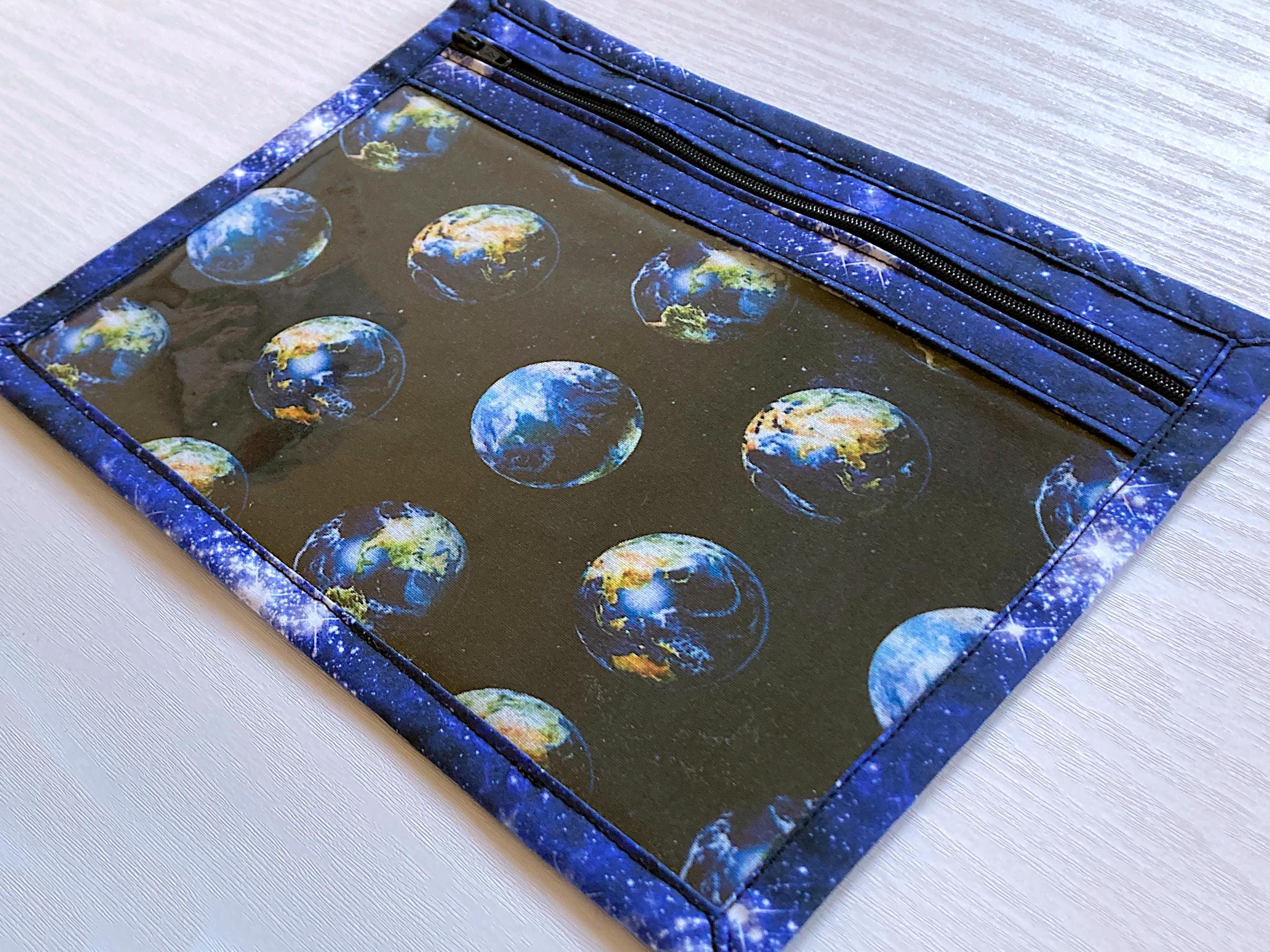Planet Earth Vinyl-fronted Project Pouch for Cross Stitch, Embroidery ...