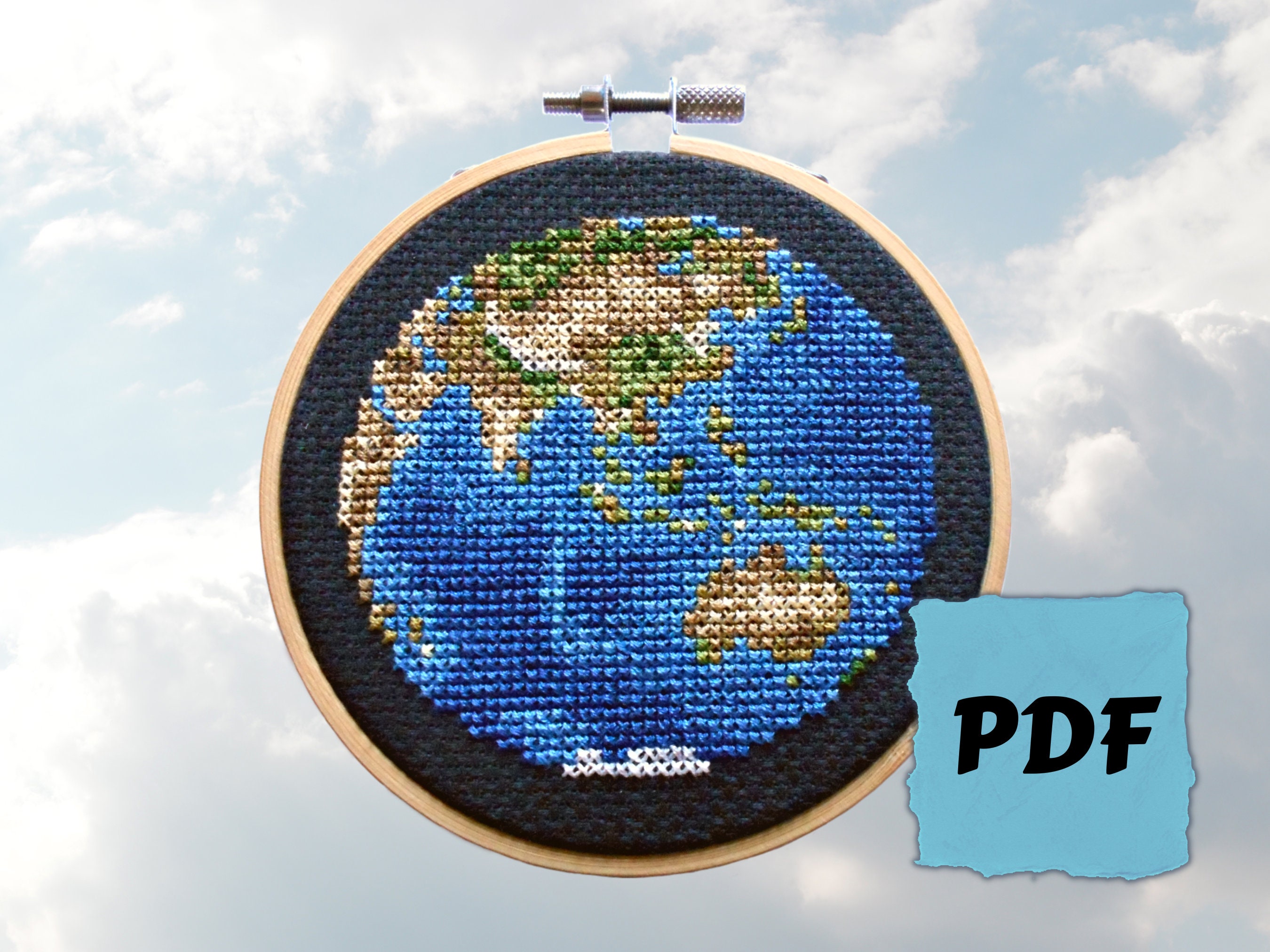 Planet Earth 3 Views Cross Stitch Patterns PDF Instant Download ...