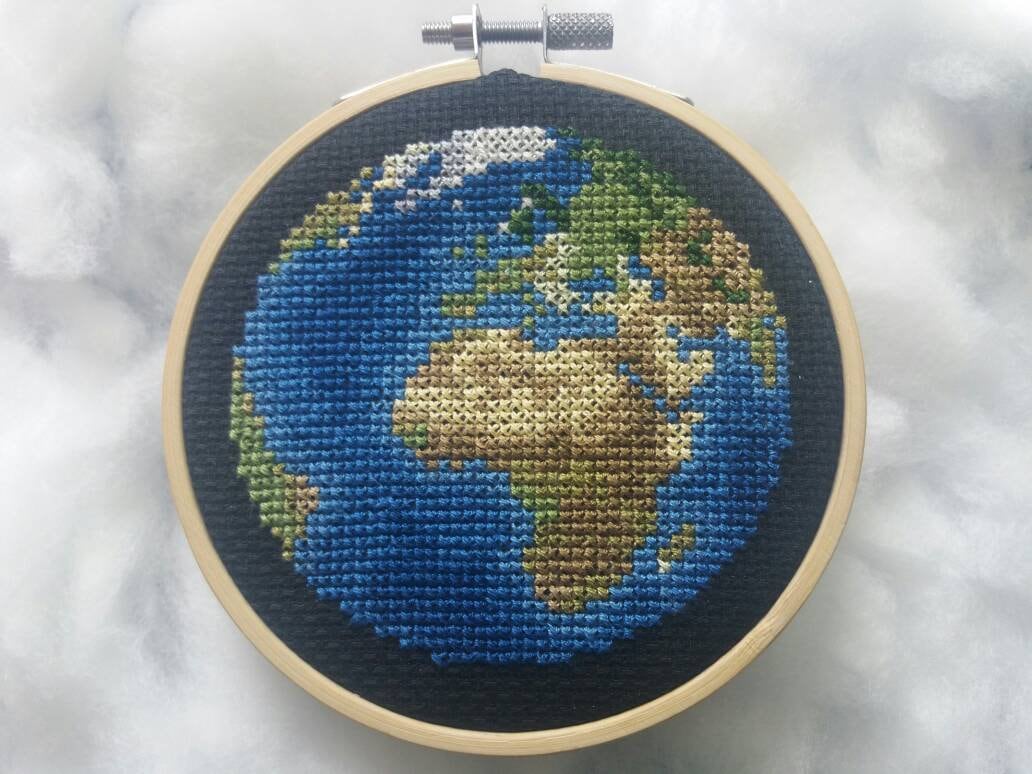 Planet Earth Cross Stitch Kit Counted Cross-stitch Europe / - Etsy