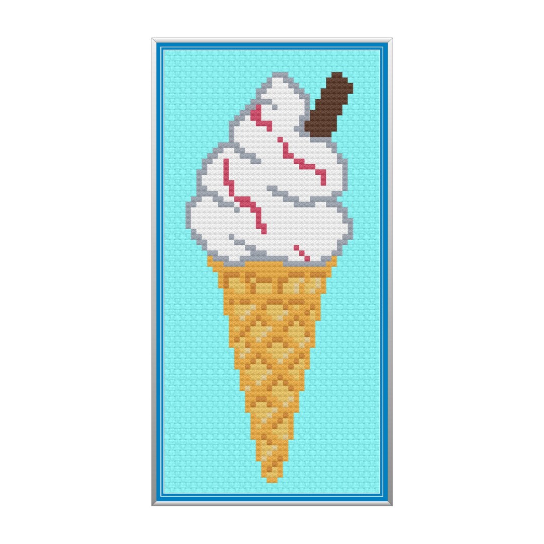 Ice Cream Cross Stitch Pattern PDF Instant Download - Mr Whippy Counted ...