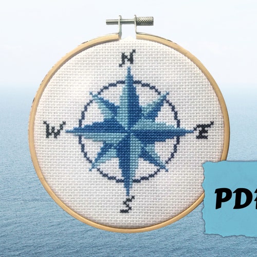 Compass Cross Stitch Pattern PDF Instant Download Beginners - Etsy