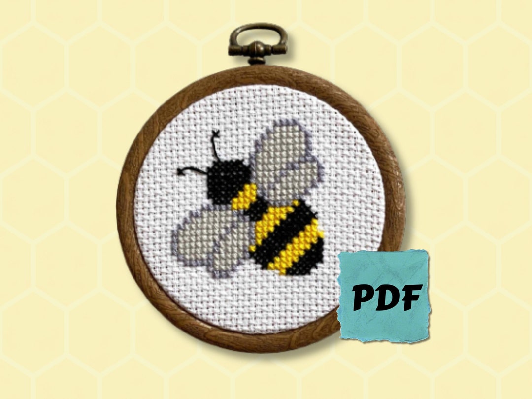 Bee Cross Stitch Pattern PDF Instant Download - Beginners Counted Cross ...