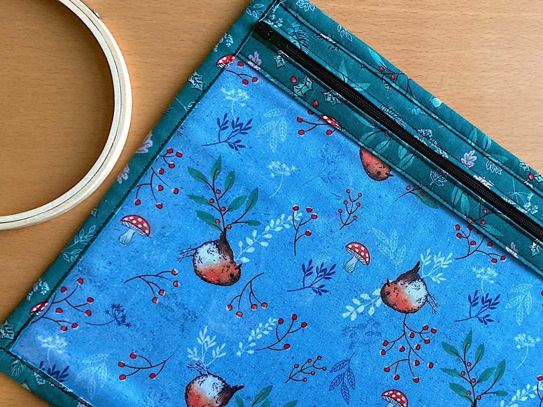 Robin Vinyl-fronted Project Pouch for Cross Stitch, Embroidery, Craft ...