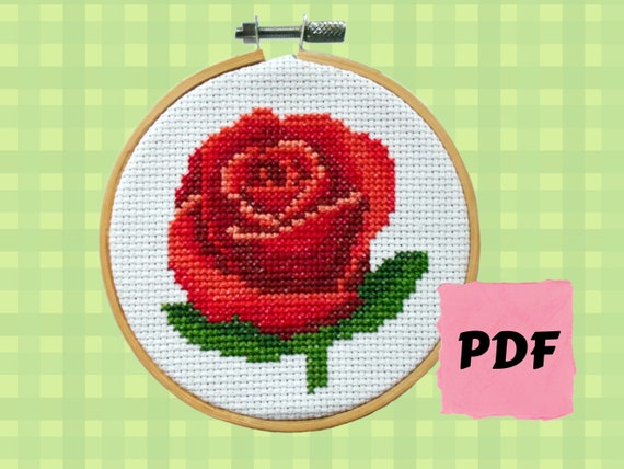 Rose Cross Stitch Pattern PDF Instant Download Beginners - Etsy