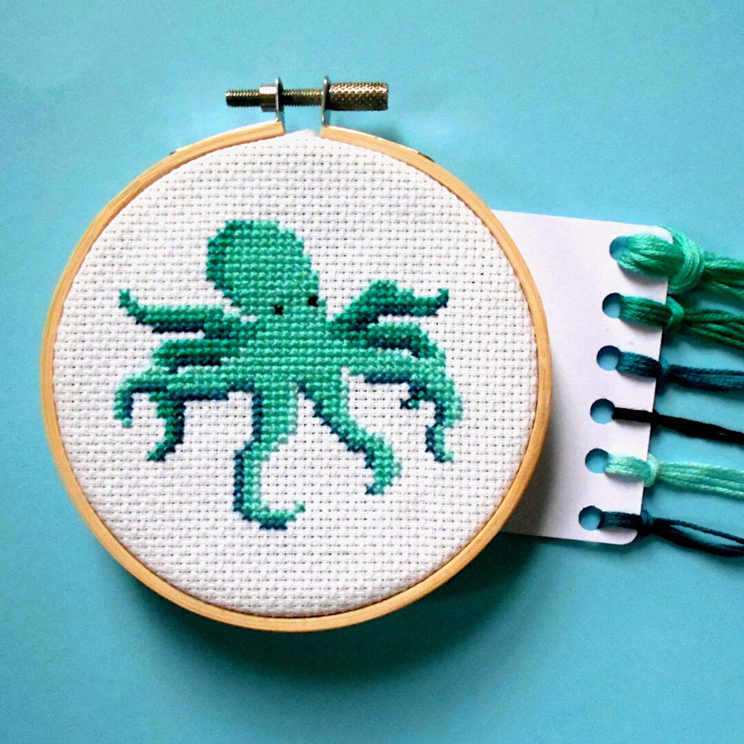 Octopus Cross Stitch Kit - Beginners Cross Stitch Kit - Mini Cross ...