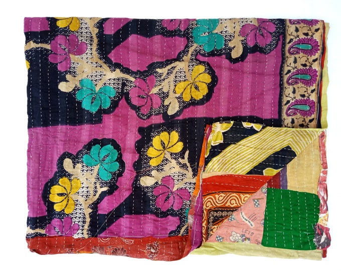 Artisan Hand-stitched Indian Traditional Kantha Throw Green | Etsy