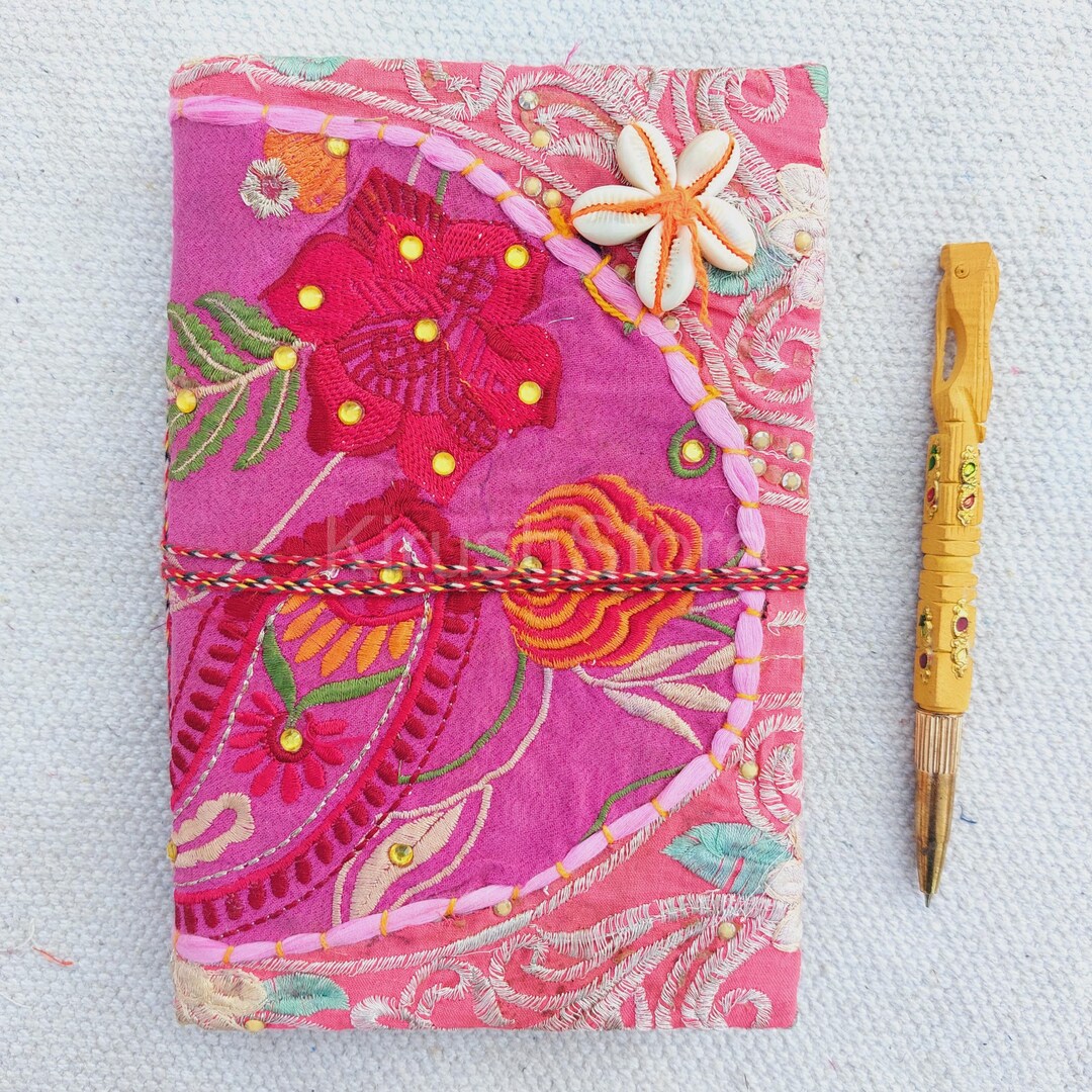 Vintage Paper Journal Antique Diary Embroidery Pink Diary Handmade Indian Vintage Diary,recycled ...