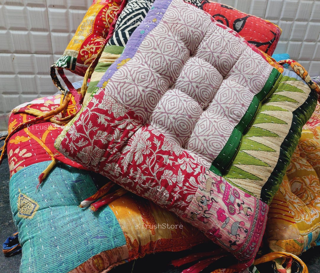 Handmade Kantha Chair Pad: (15x15 Inches) 1 Pcs 100% Cotton Seat ...