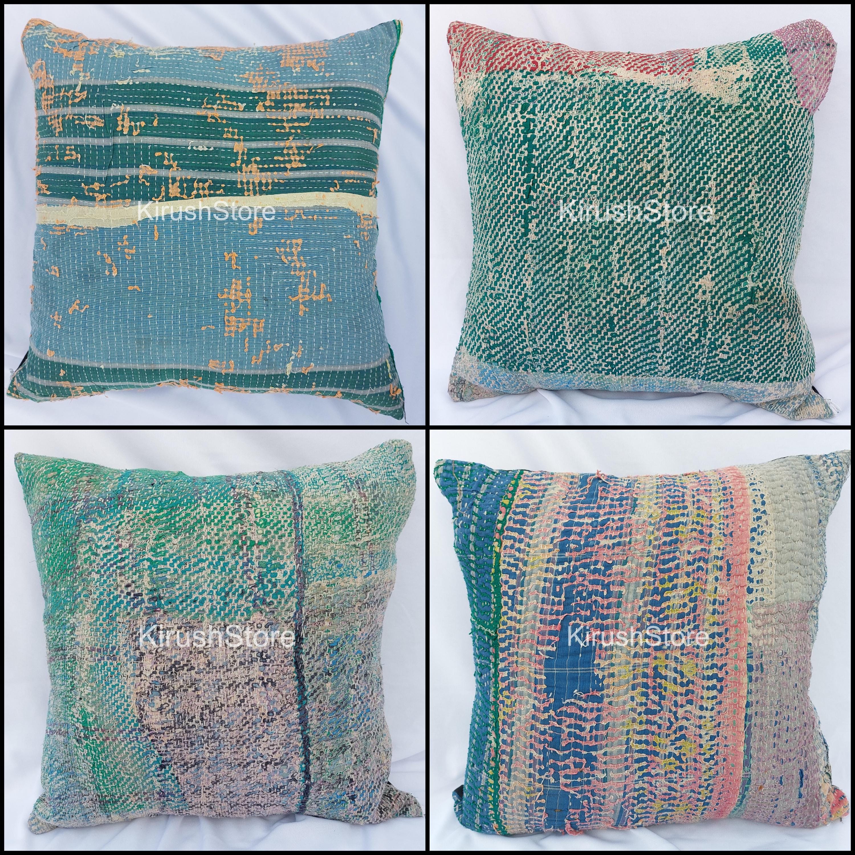 Vintage Kantha Cushion Covers, Set of 5: Bohemian Throw Assorted ...