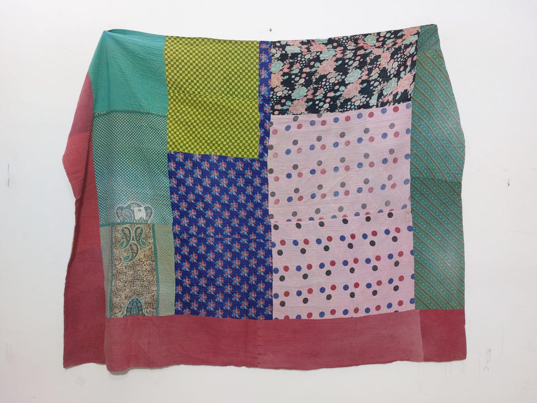 Reversible Heavy Kantha Quilt – Handmade Boho Bedding | Vintage Cotton ...