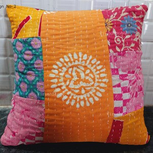 Mixed Assorted Set of 5 Pcs Vintage Kantha Handmade Patchwork Cushion Cover , Decorative Pillow ...