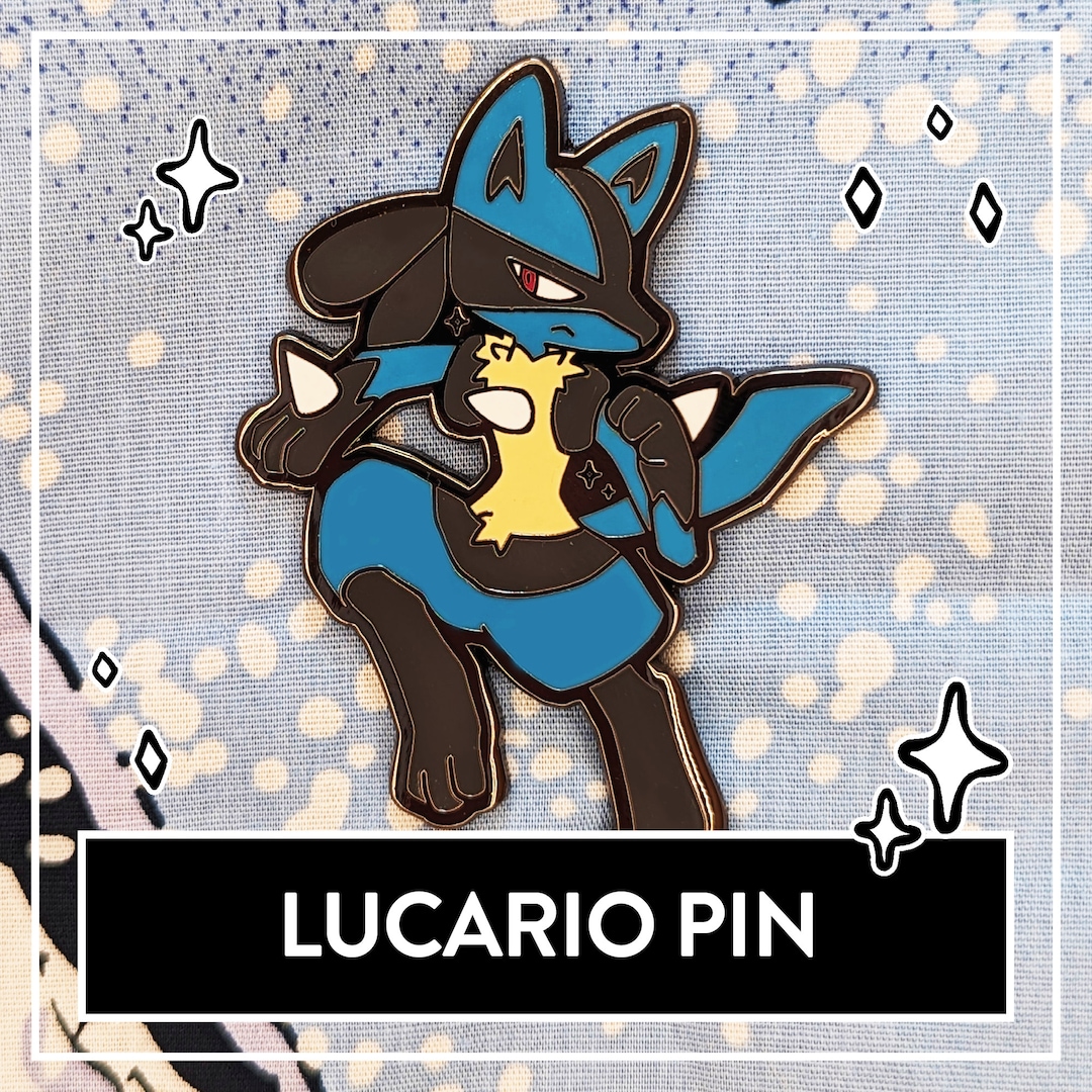 Pokemon Lucario Fanart Enamel Pin - Etsy