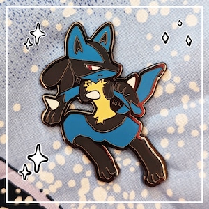 Pokemon Lucario Fanart Enamel Pin - Etsy