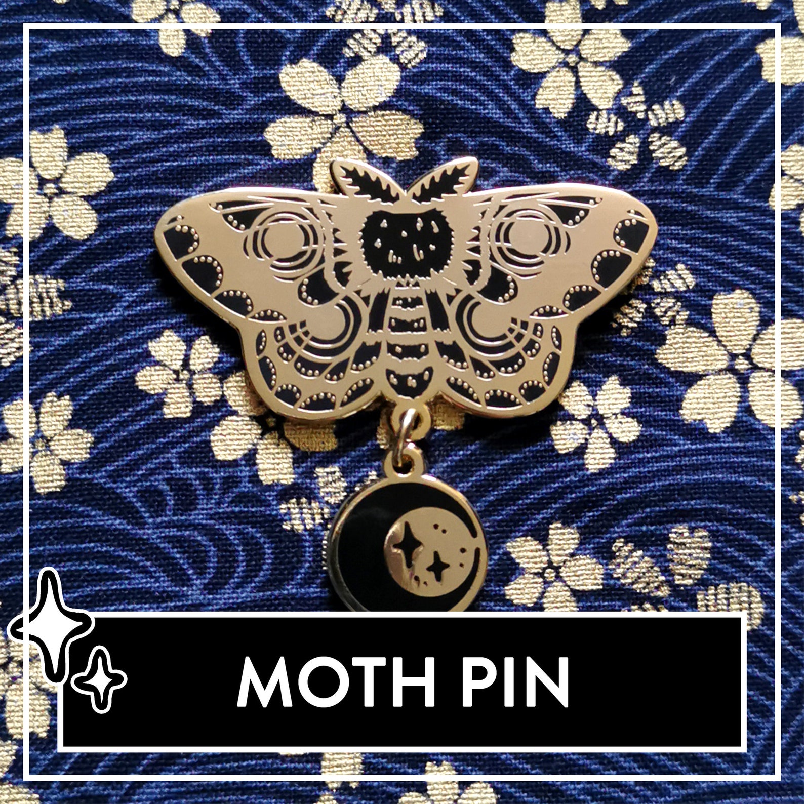 Myuna's Black Moth Hard Enamel Pin Cute Witch Brooch, Black Butterfly ...