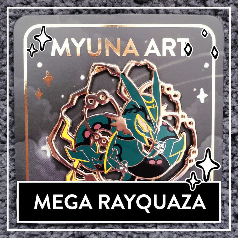 Myuna's XXL Mega Rayquaza Pin Big Fanart Sky Dragon | Etsy
