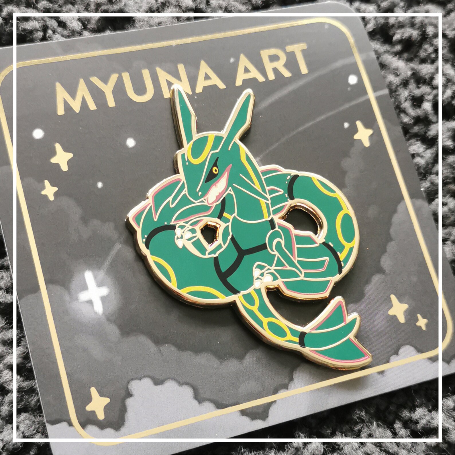 Myunas XXL Rayquaza Pin Großer Fanart Himmelsdrachen Legendär Hard ...