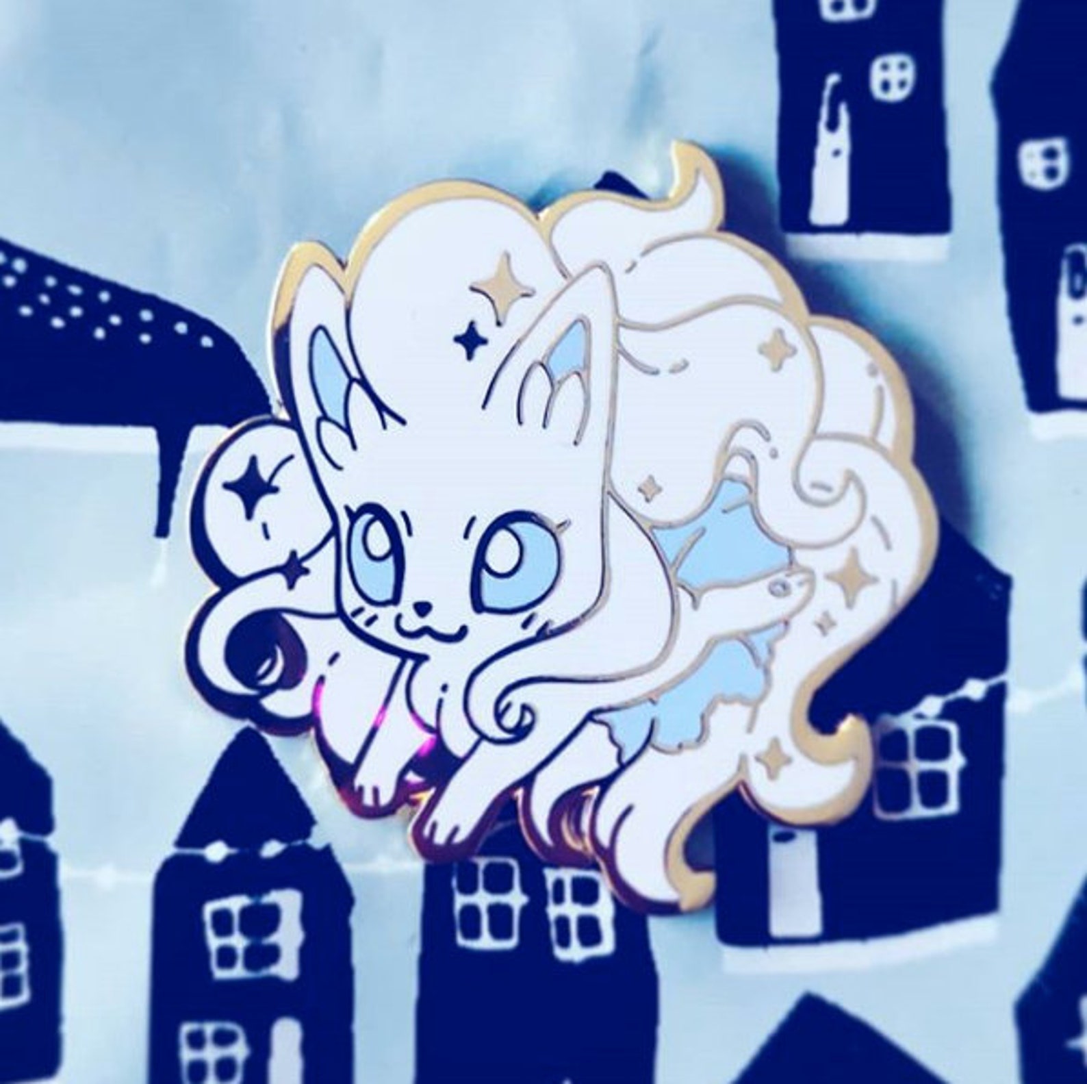 Alolan Ninetales Hard Enamel Pin Cute Ninetales Chibi Pin - Etsy