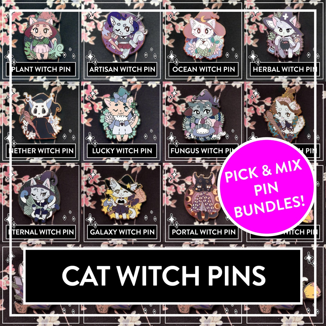 Myuna's Little Witch Acatemia Cat Witch Pins - Pick & Mix Cute Cat ...