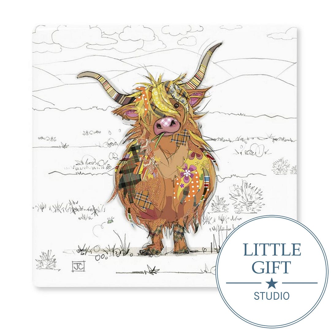 Hamish Highland Cow Ceramic Coaster, Gift Boxed, Birthday Gift, Thank ...