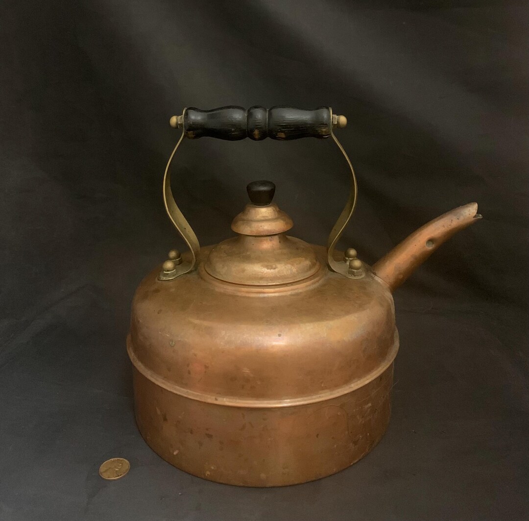 Solid Copper Tea Kettle Simplex Wood Handle Patent Nos 786743-402190 Reg No 786473 Vintage ...