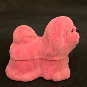 Vintage Little Fuzzy Flocked Dog Pink Jewelry Pendant Holder - Etsy
