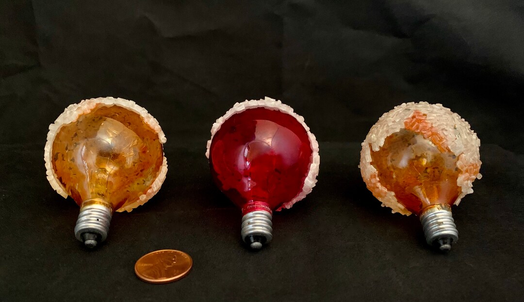 Snowball Lighted Ice Christmas Light Bulbs 3 EA 2 Yellow 1 Red All Work ...