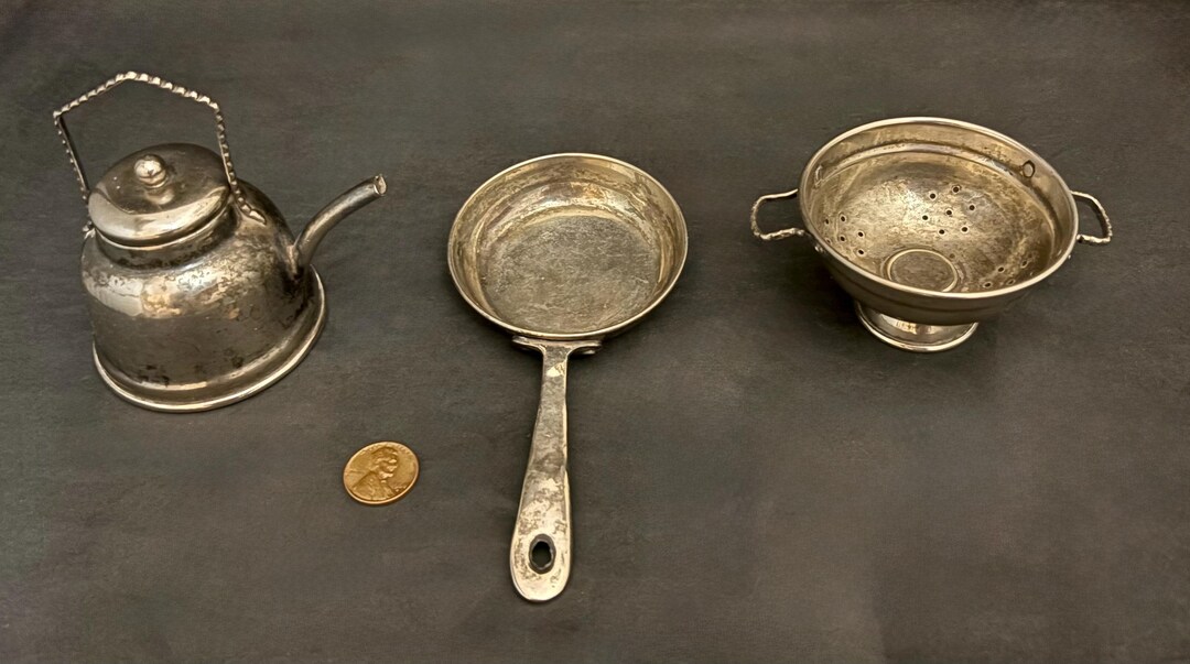 Miniature Silver Plate Cookware Set – Vintage Child's Play Decor - Etsy