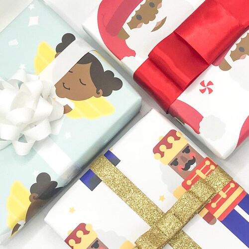 Black Santa Wrapping Paper African American Santa Black - Etsy