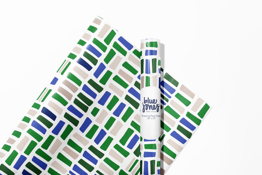 Blue Green Pattern Wrapping Paper - Etsy