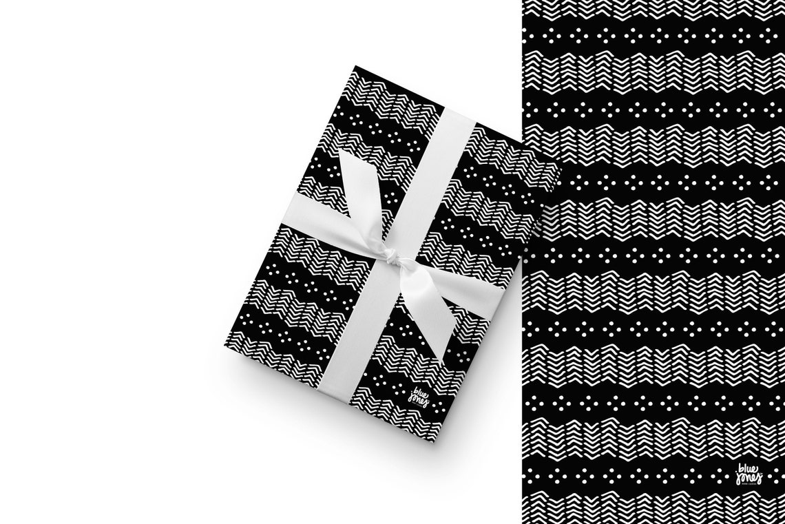 Black White Pattern Luxury Wrapping Paper Sheets Birthday - Etsy