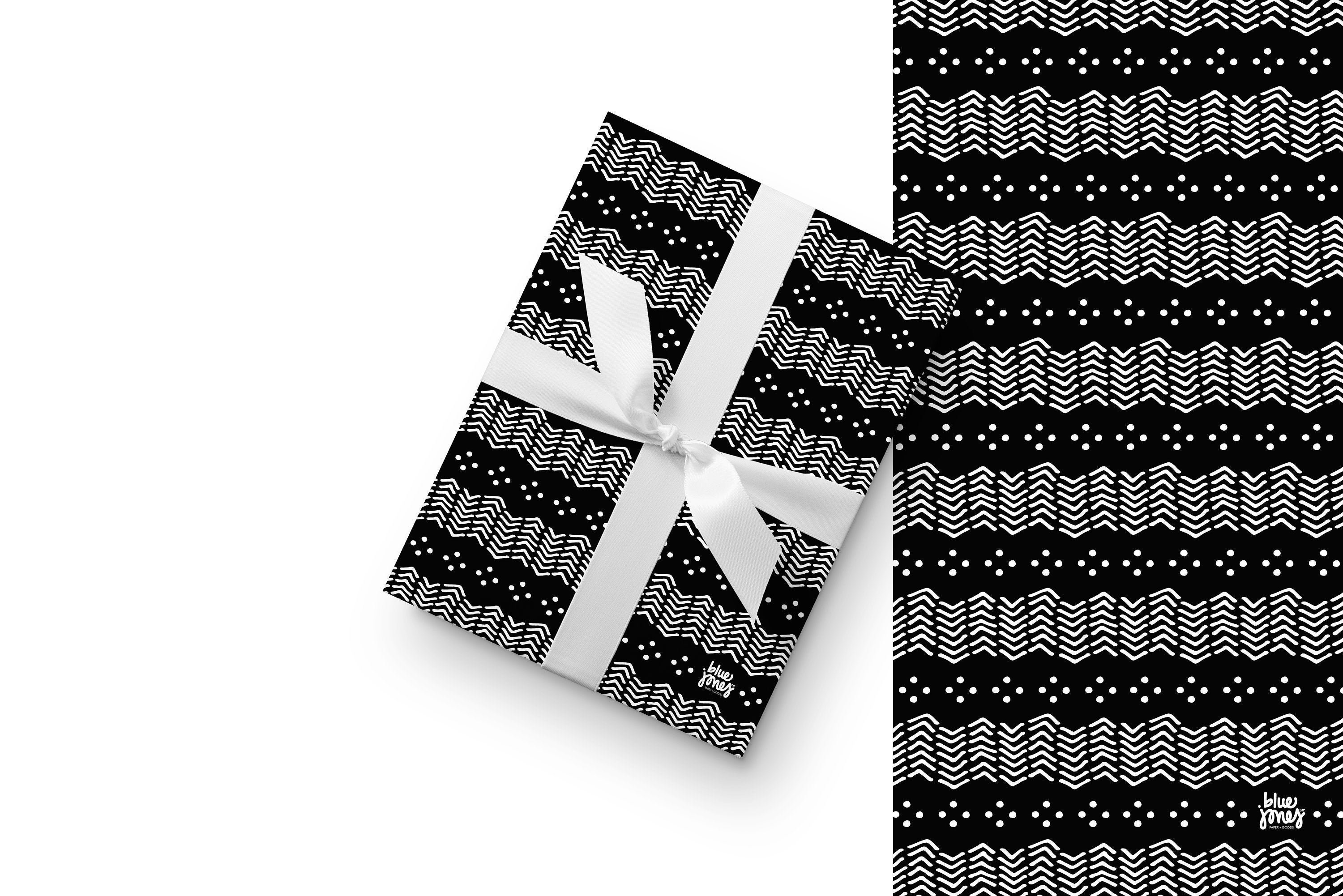 Black White Pattern Luxury Wrapping Paper Sheets, Birthday Gift Wrap ...