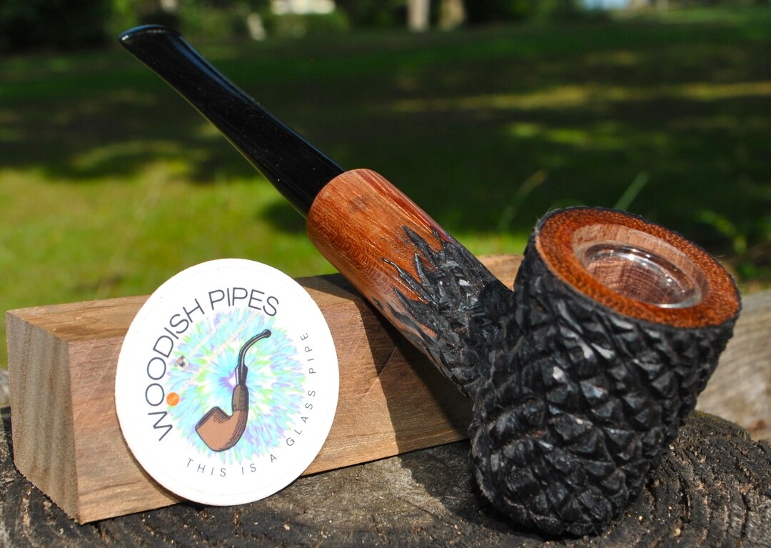 Rusticated African Bubinga Woodish Glass Pipe - Etsy