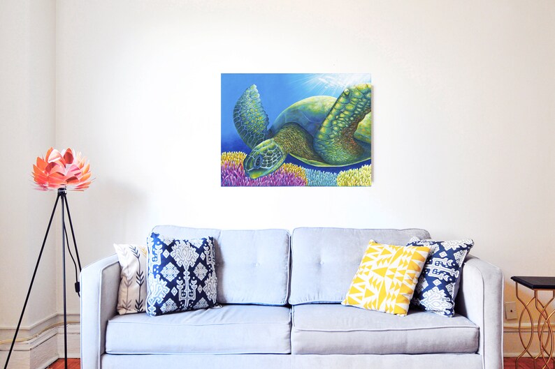 Sea Turtle Expressionism Painting Art Acrylic Original // - Etsy
