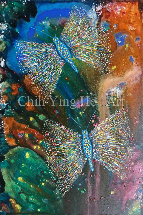 Shine Butterfly Expressionism Painting Art Acrylic Original // | Etsy