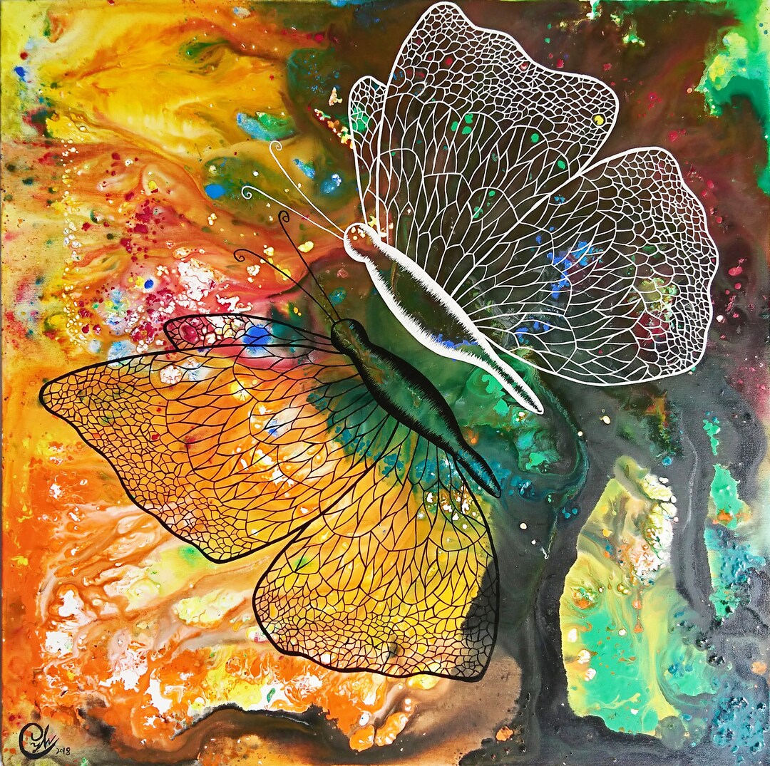 Butterfly Expressionism Painting Art Acrylic Original // You & Me 70x ...