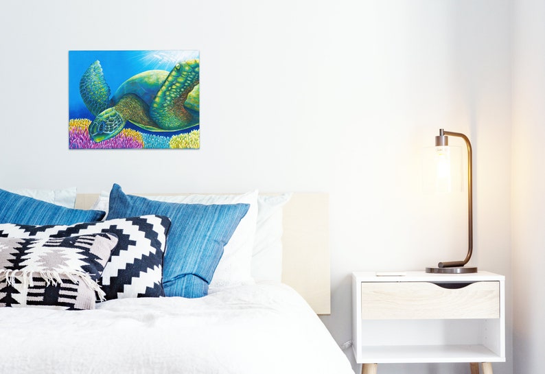 Sea Turtle Expressionism Painting Art Acrylic Original // - Etsy