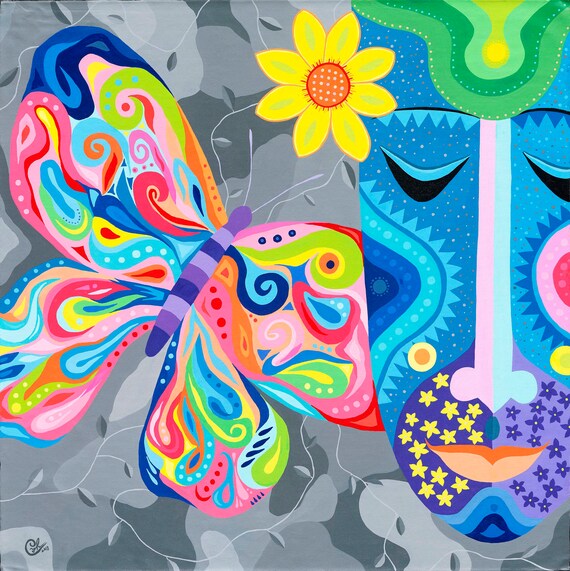 Contemporary Mask Painting Art Acrylic Original // Flow | Etsy