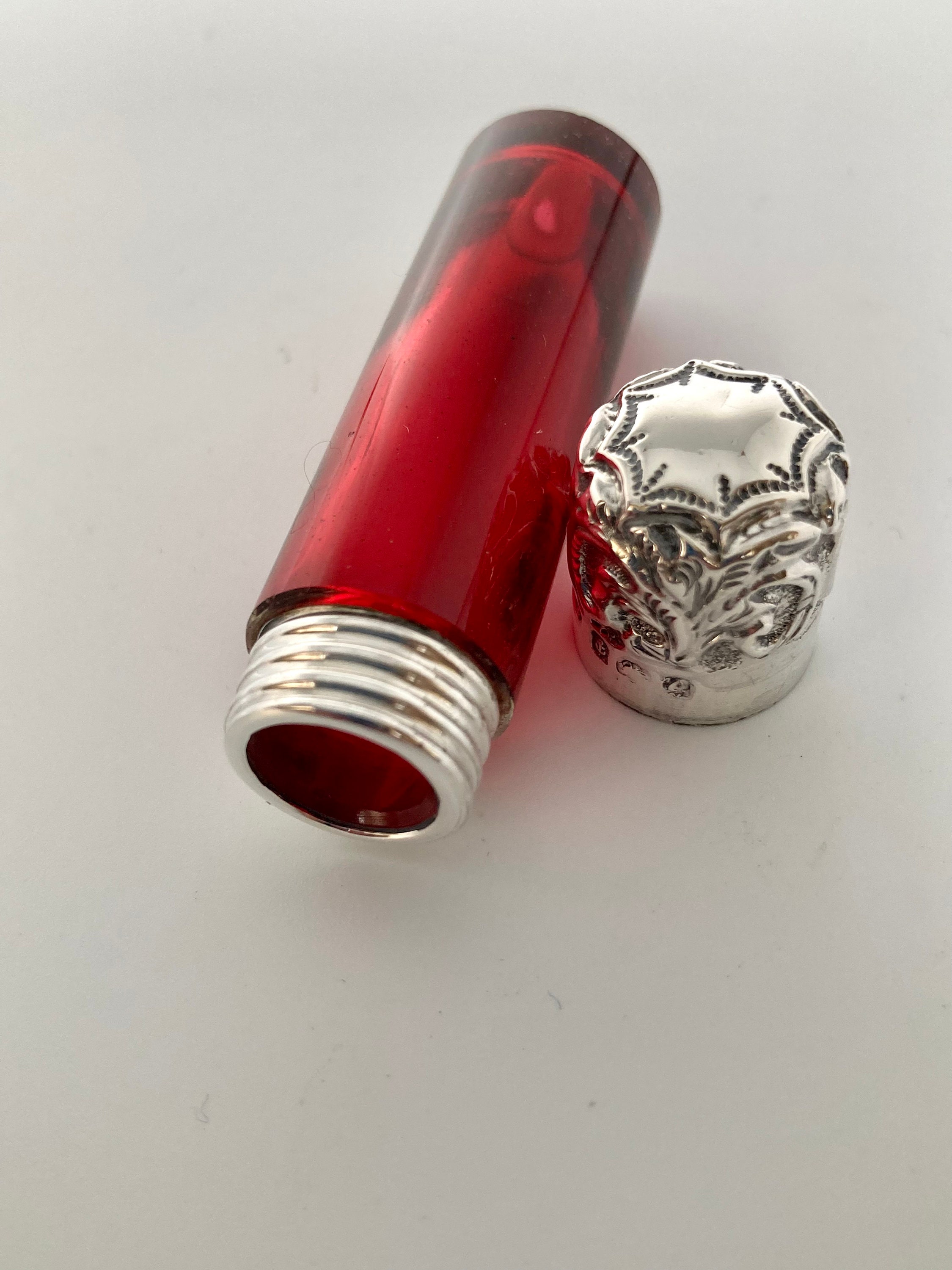 Antique Ruby Red Cylinder Perfume Bottle Miller Brothers, Birmingham ...