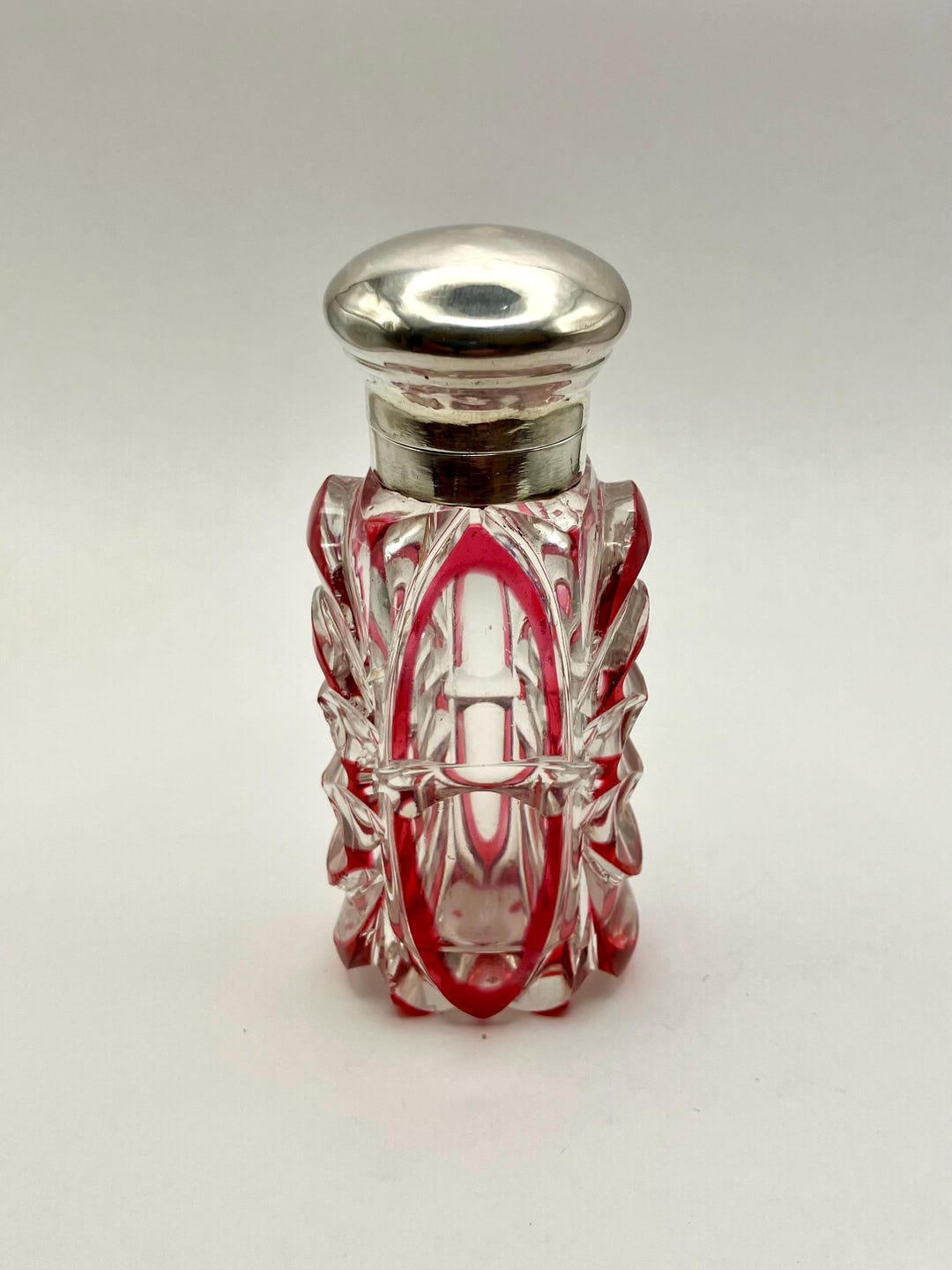 Antique Victorian Red Overlay Cut Glass Scent Bottle - Circa 1880 ...