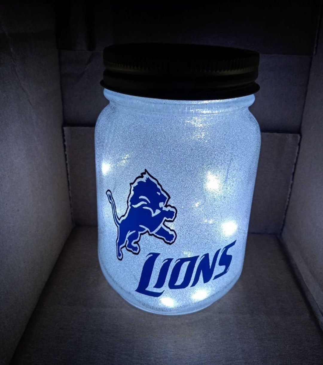 Detroit Lions Lighted Jar/nfl/football - Etsy