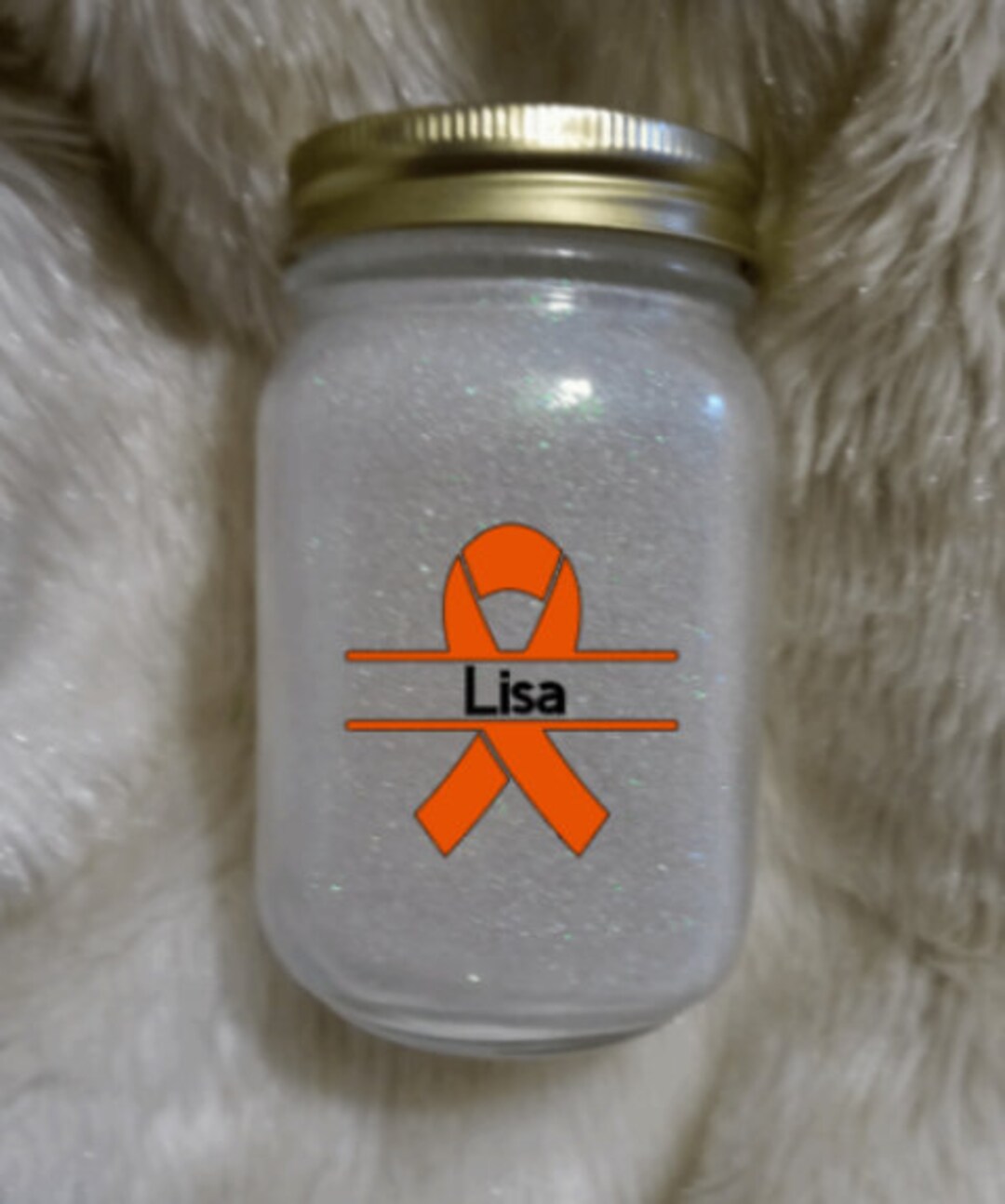 Personalized Cancer Ribbon Lighted Jar - Etsy