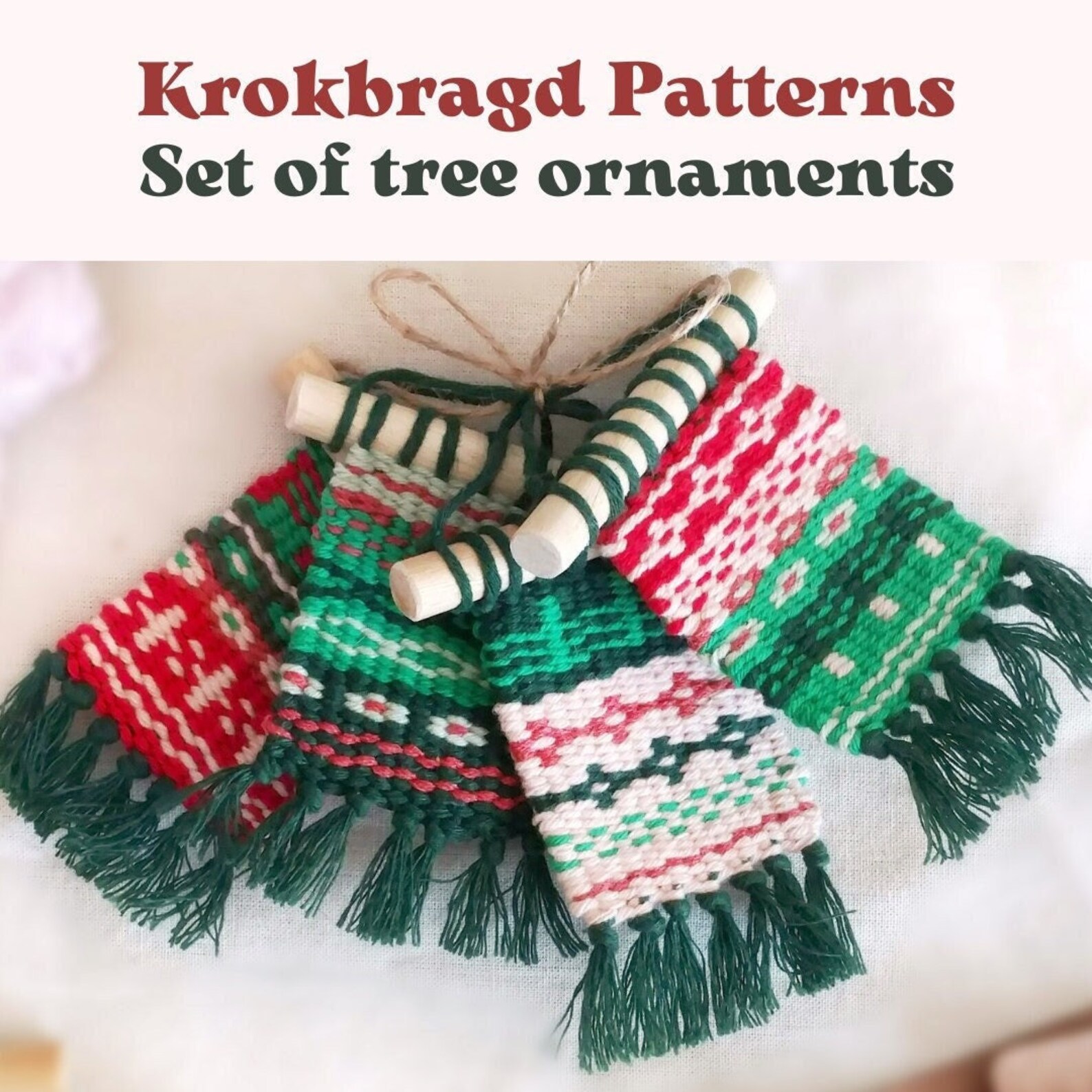 Krokbragd Christmas Patterns Grids Set of 4 Tree Ornaments for Frame ...