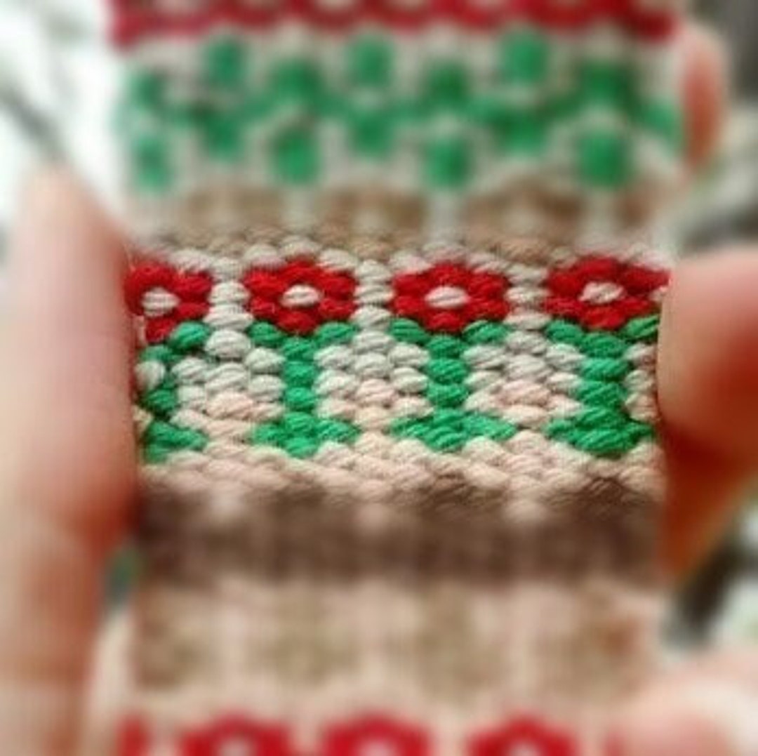 Flowers With Stem Krokbragd Motif Grid for Frame Loom Scandinavian ...