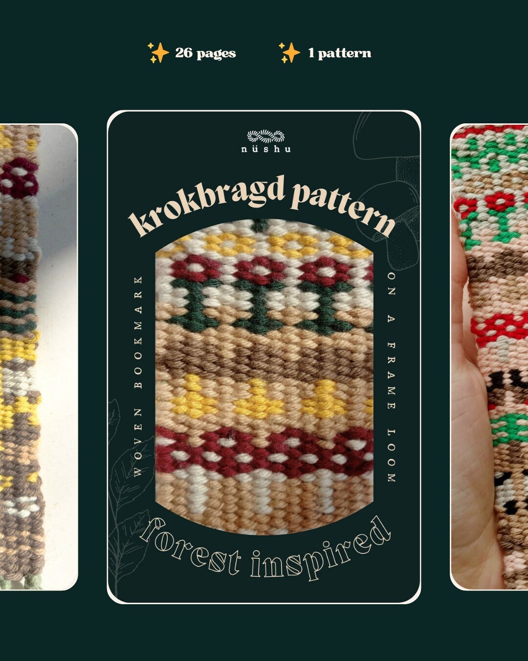 Krokbragd Bookmark Woven on a Frame Loom Forest Inspired Pattern ...