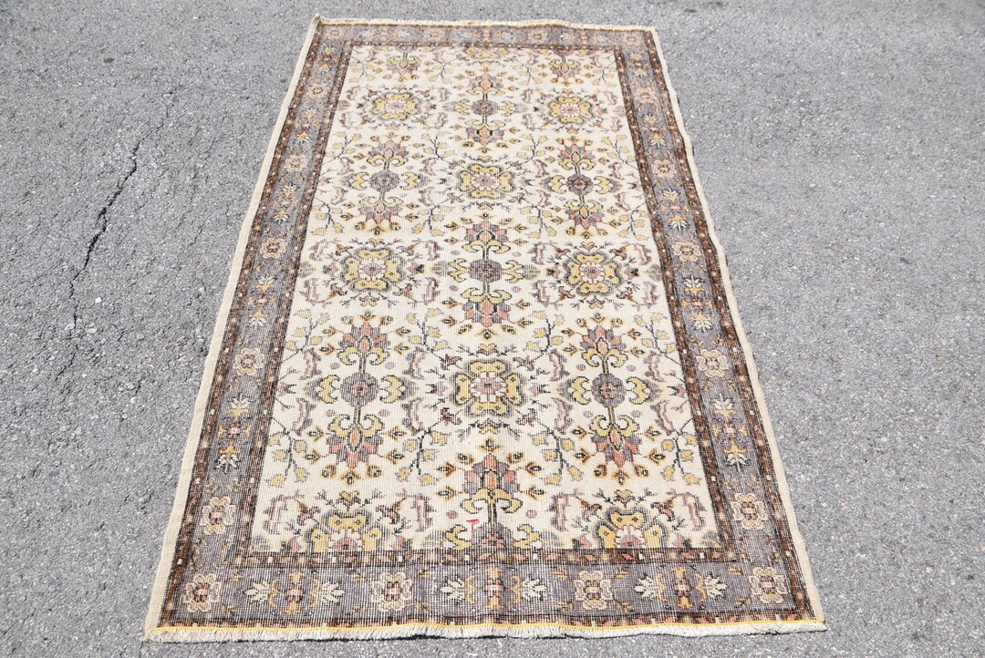 Antique Rugs, Gray Antique Rug, Vintage Rug, 3.9x6.7 Ft Area Rugs ...