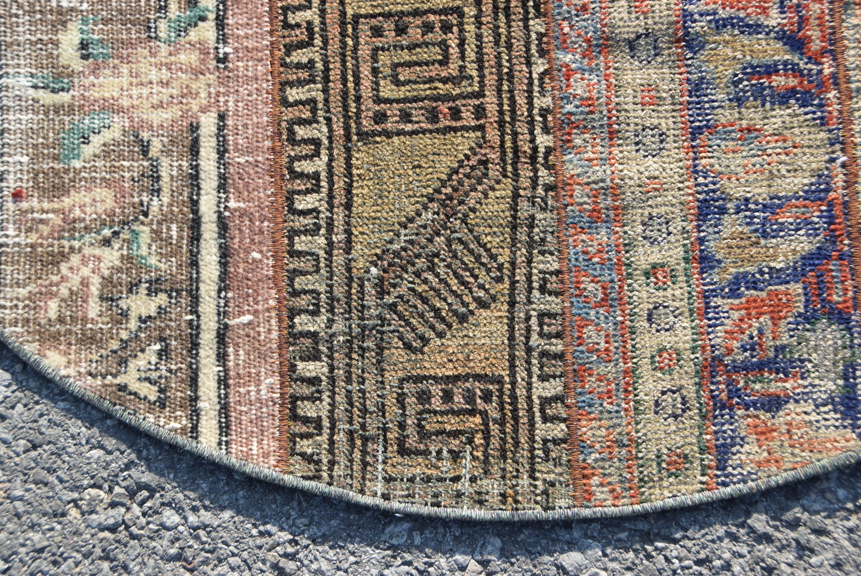 Small Rug Turkish Rug 3.7x3.7 Feet Circle Rug Vintage Rug | Etsy