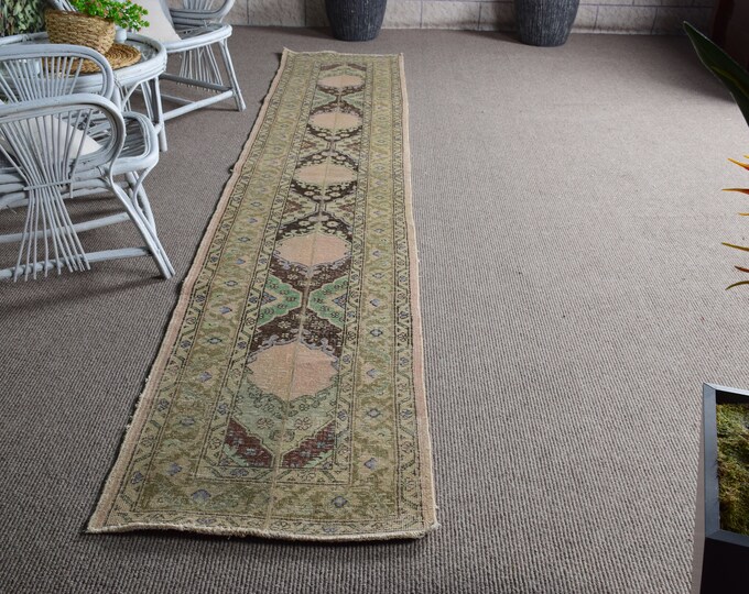 Vintage Rug Turkish Runner Rugs Anatolian for Corridor 2.2x12.1 Ft ...