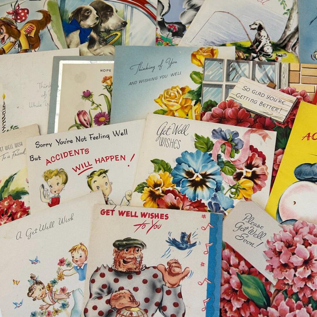 Vintage 1940s 1950s Get Well Cards Used | Lot of 18 | Humorous ...